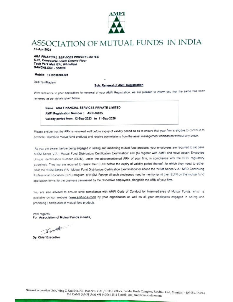 AMFI Registration - Ara Finserv